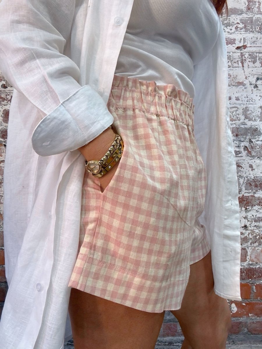 Linen Shorts in Pink & Cream Gingham – Signature